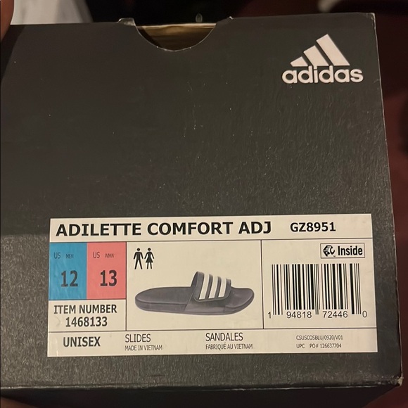 adidas | Shoes | New Adidas Adilette Comfort Slides Black And White ...